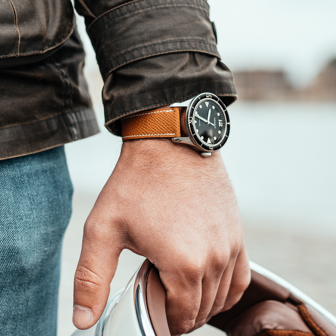 Meraud Bonaire ‘Onyx Black’ watch with Swiss Made automatic caliber ...